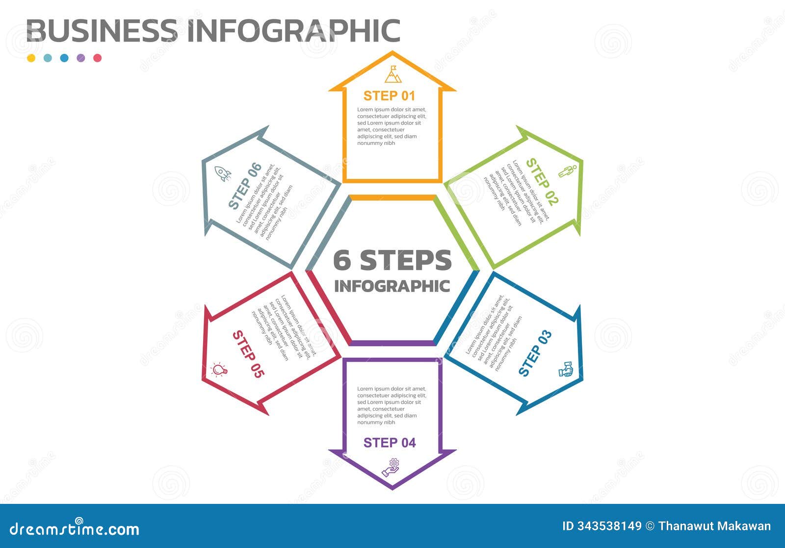 Visual Data Presentation. Cycle Diagram with 6 Options Stock Vector ...