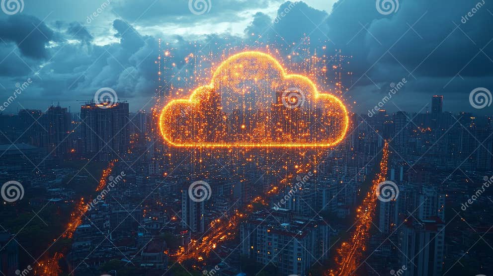 Visual Demonstration of Cloud Storage Integration Over a Cityscape ...