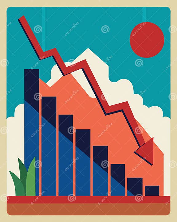 A Visual Depiction of an Economic Slump with a Downward Trend in the Graph Representing a ...