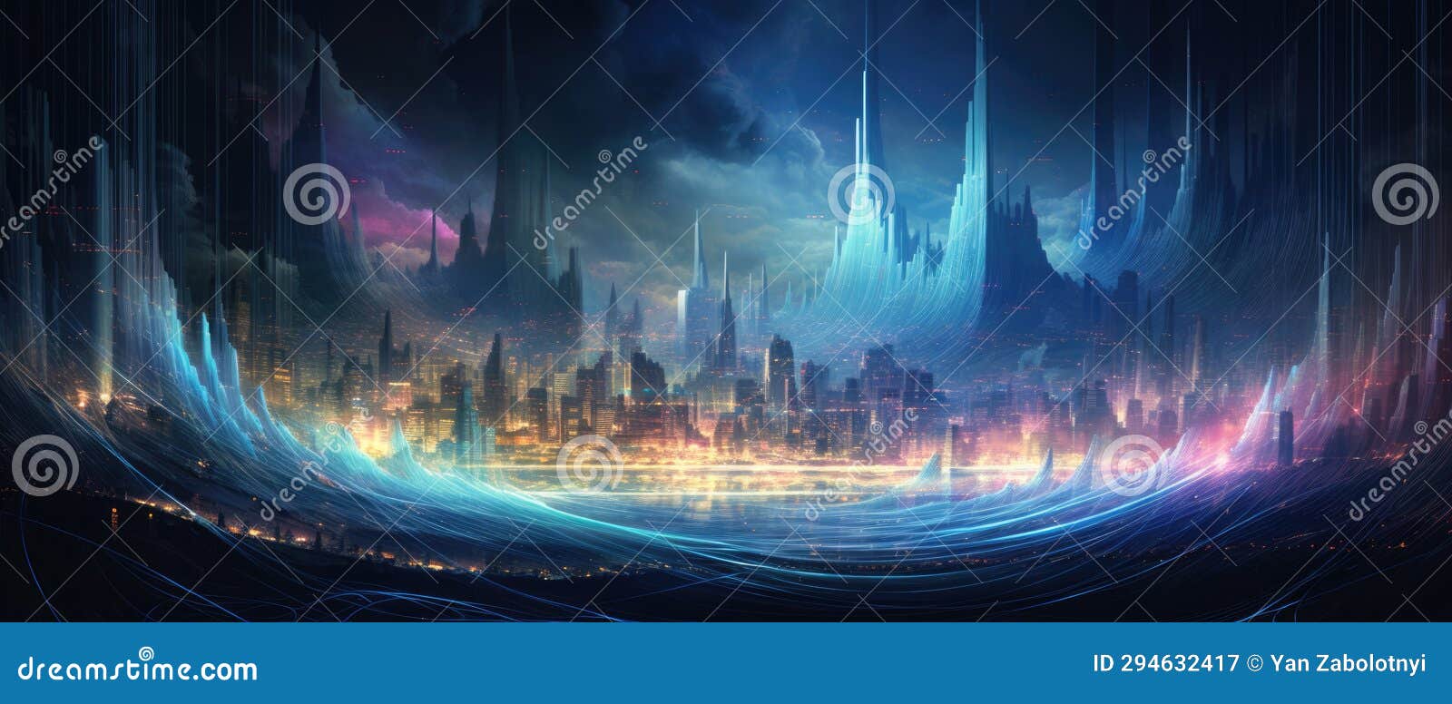 Visual Depiction Of Sound Waves, Music, And Cyberpunk Elements Universe ...