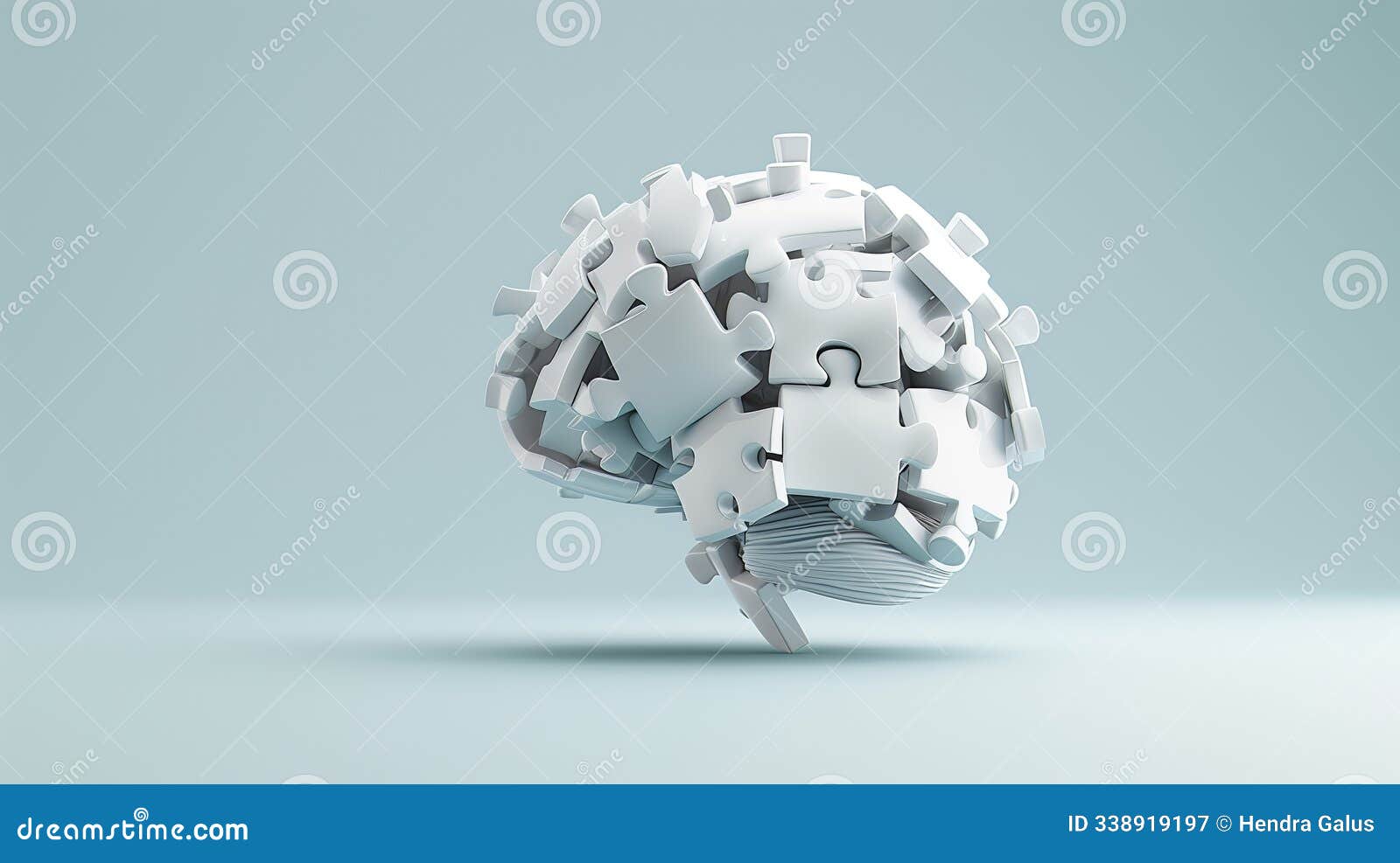 Brain Made from Interlocking White Puzzle Pieces Representing ...