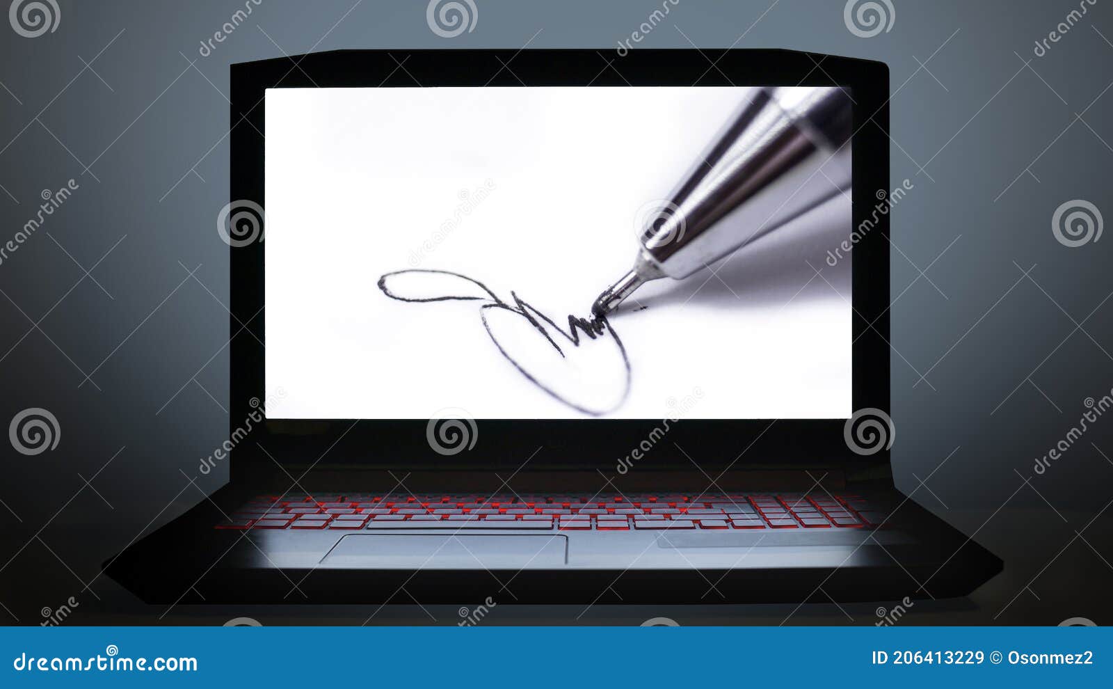 Visual Describing E Signature on Computer Screen Stock Image - Image of ...