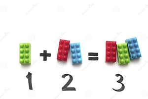 Visual Describing Simple Math Addition With Game Blocks Stock Image