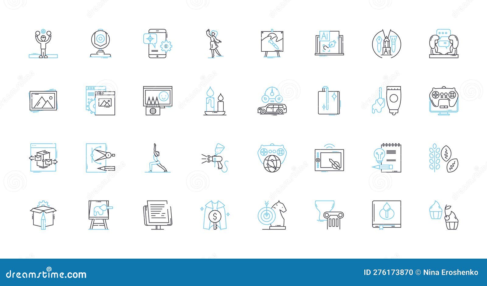 Visual Design Linear Icons Set. Aesthetics, Composition, Typography ... Visual Design Linear Icons Set. Aesthetics, Composition, Typography ...