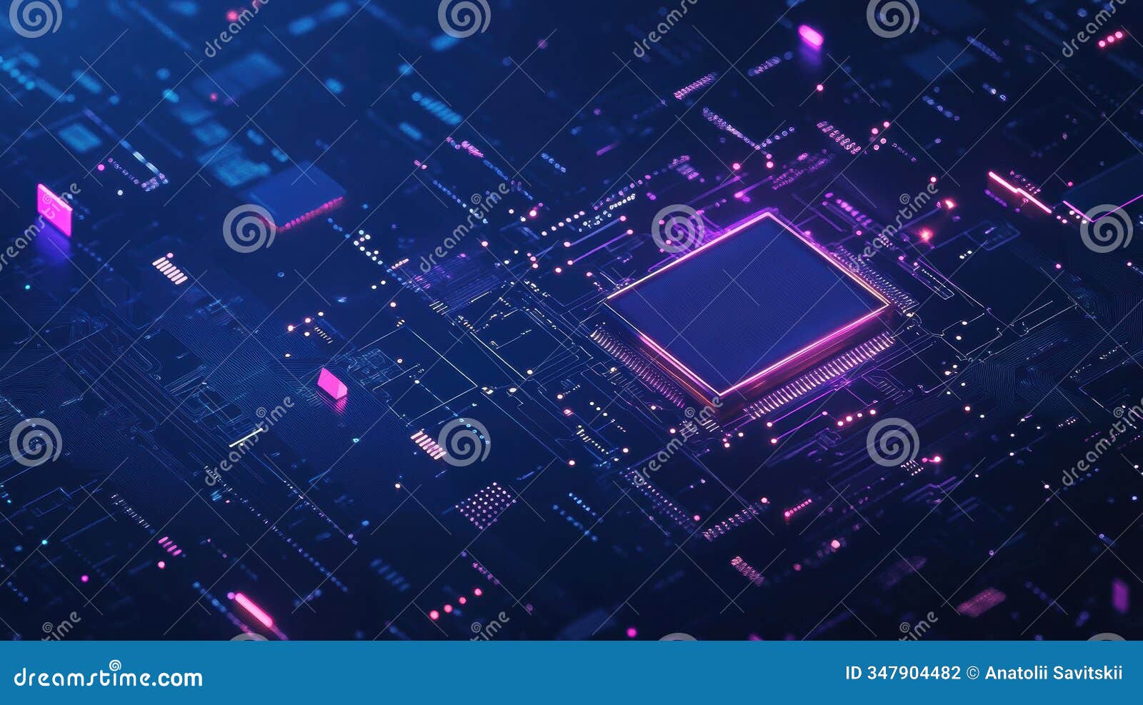Visual of a Digital AI Chip in an Abstract Tech Brain on a Dark Blue ...