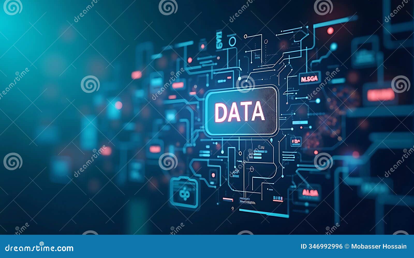 A Visual Display of Big Data Using Infographic Elements, Symbolizing the Processing and Analysis ...