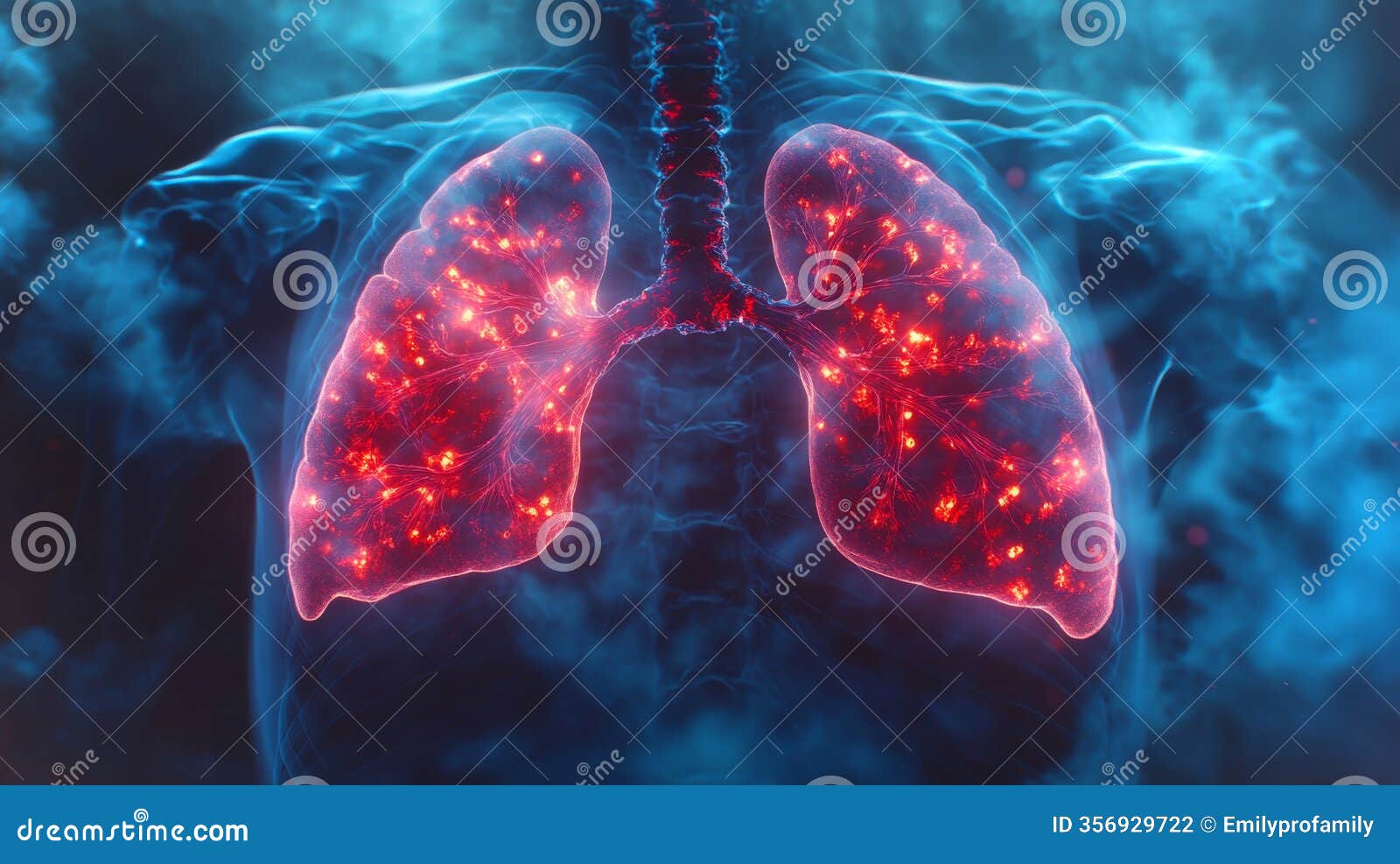 Close-up X-ray Shows Detailed Thoracic Cavity and Lung Structure in ...