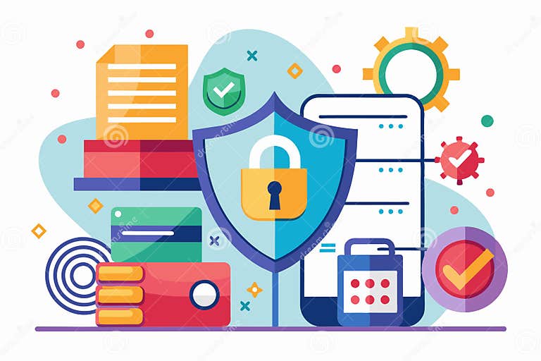 This Visual Displays Various Symbols Representing Data Protection ...