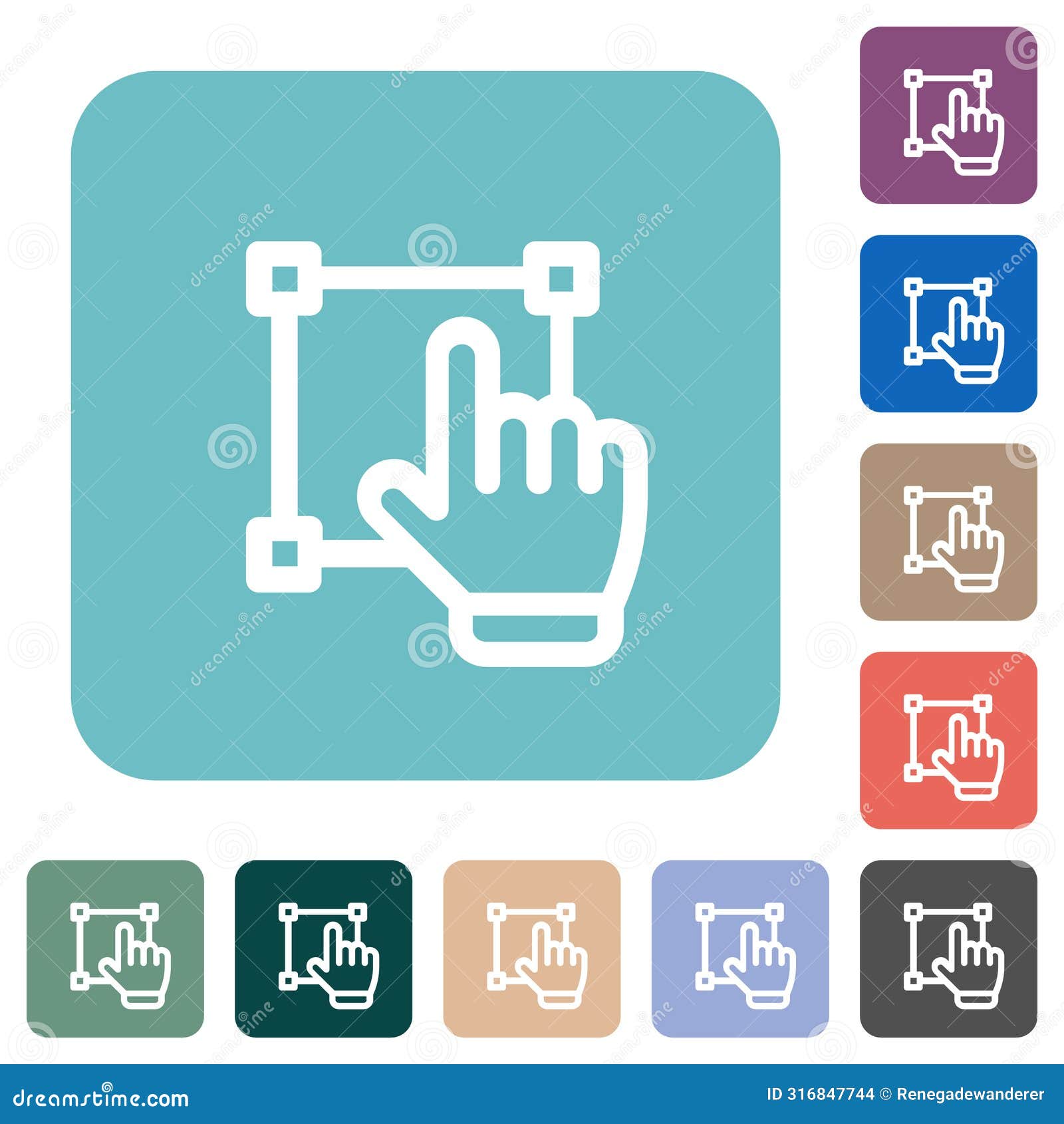 Visual Editing Outline Rounded Square Flat Icons Stock Vector ...