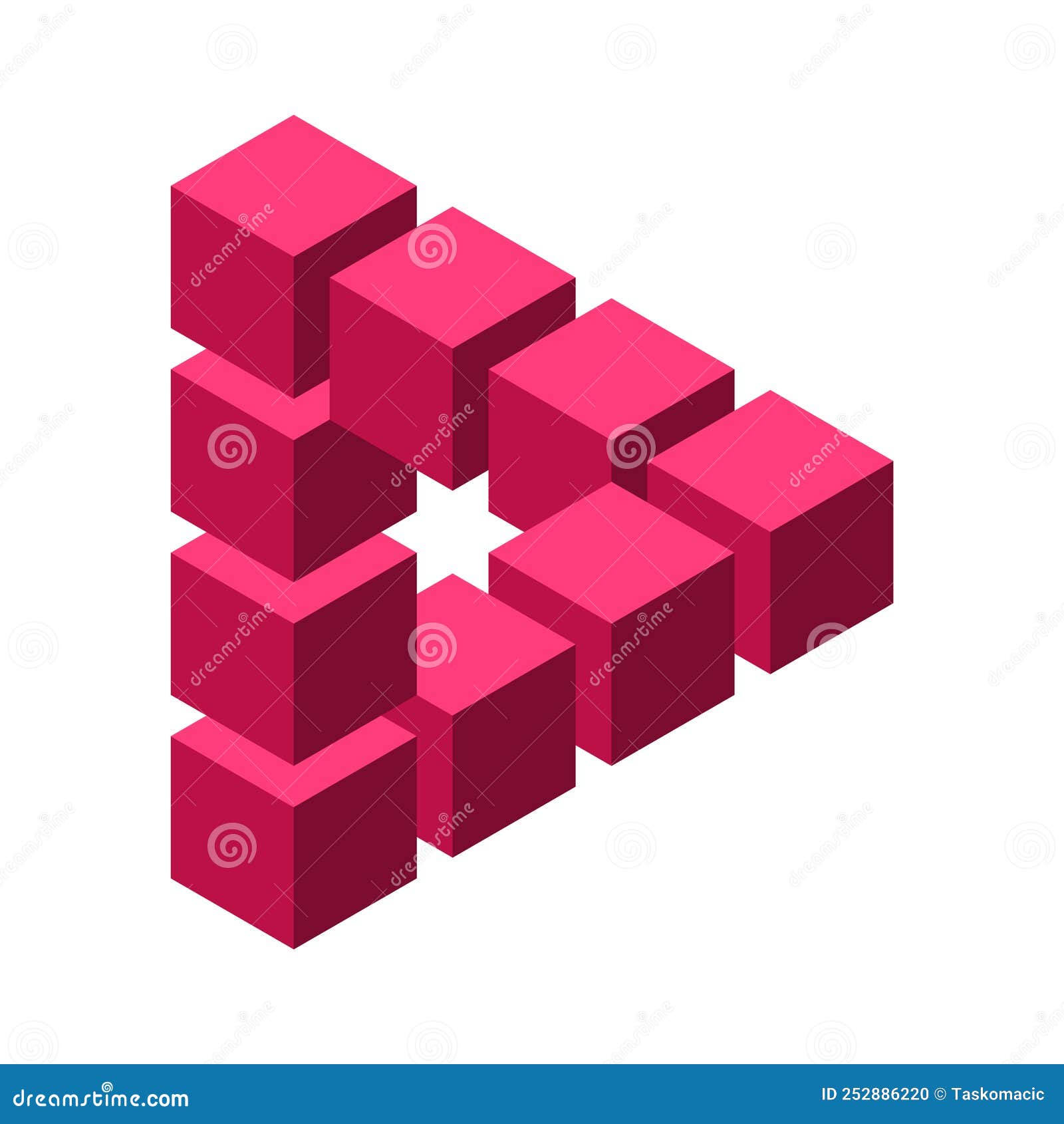 Impossible Triangle Made of Cubes. Reutersvard Optical Illusion. Stock ...