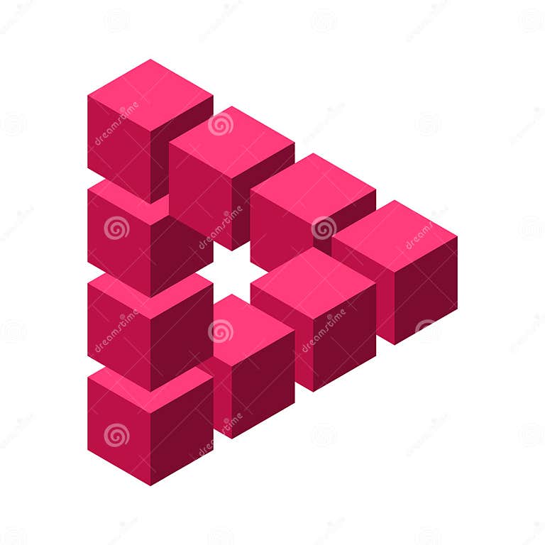 Impossible Triangle Made of Cubes. Reutersvard Optical Illusion. Stock ...