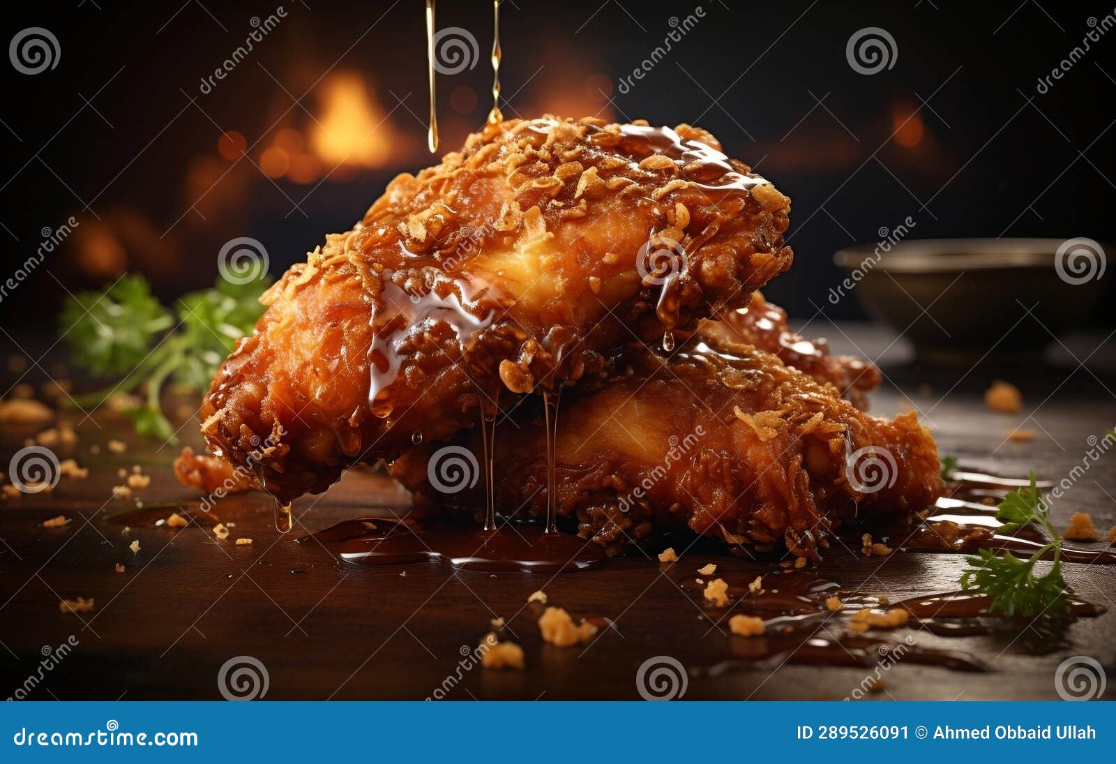 Visual Feast: Captivating Close-Up of Crispy Chicken. Generative by Ai ...