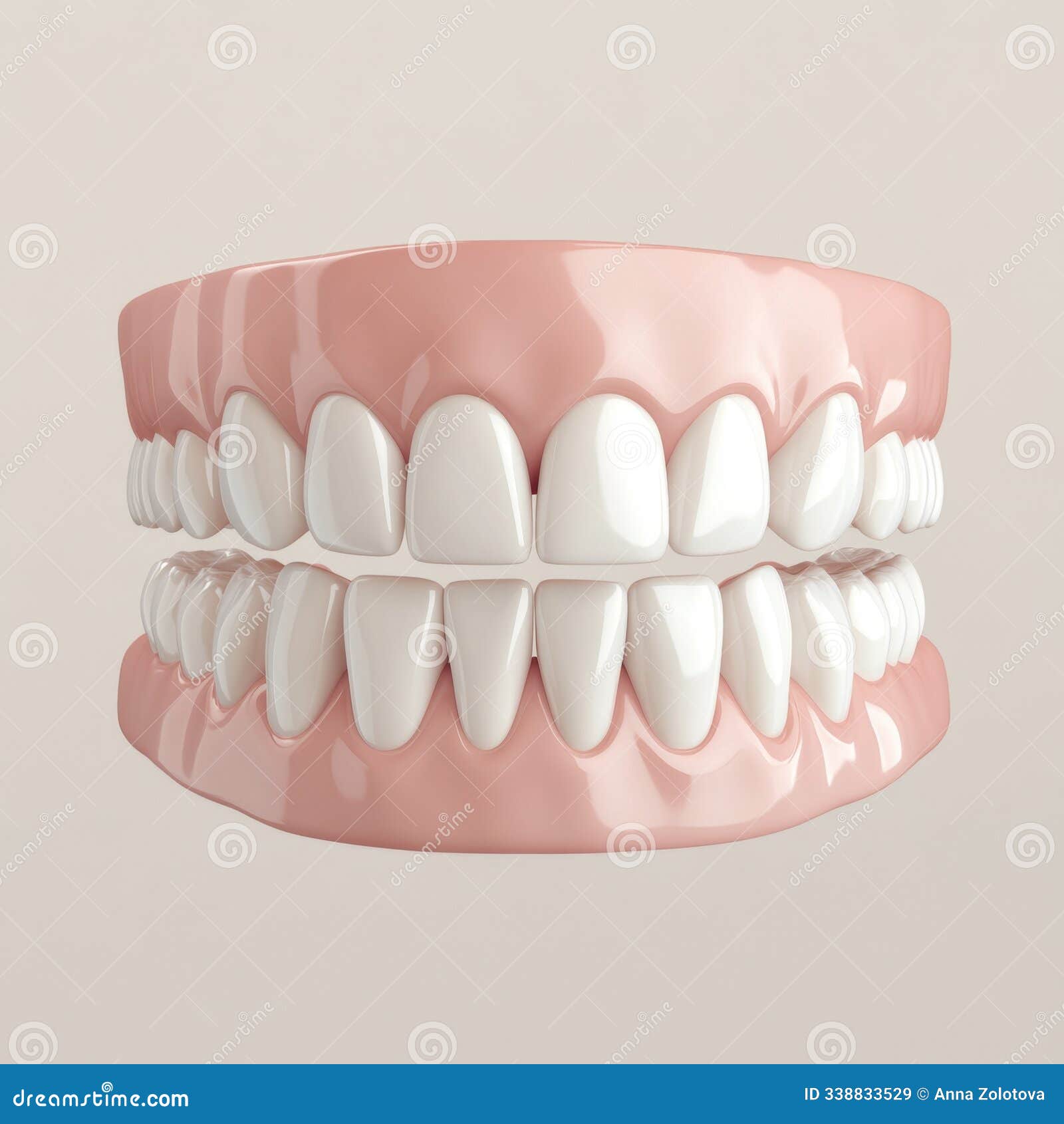 A Realistic 3D Model of Perfectly Aligned White Teeth Showcasing Dental ...