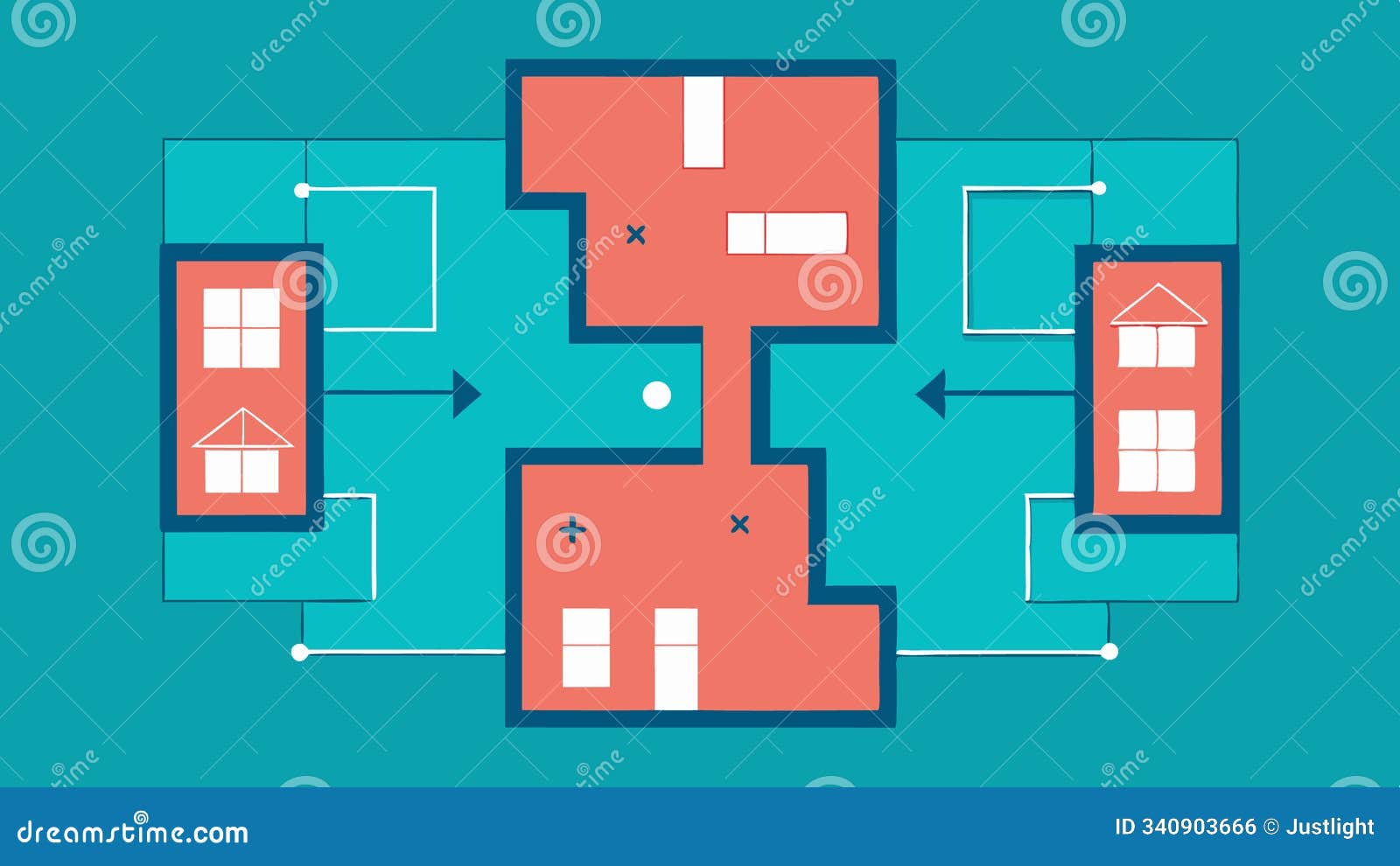 Visual Floor Plan a Topdown View of a Home Layout Marking Pathways Door ...