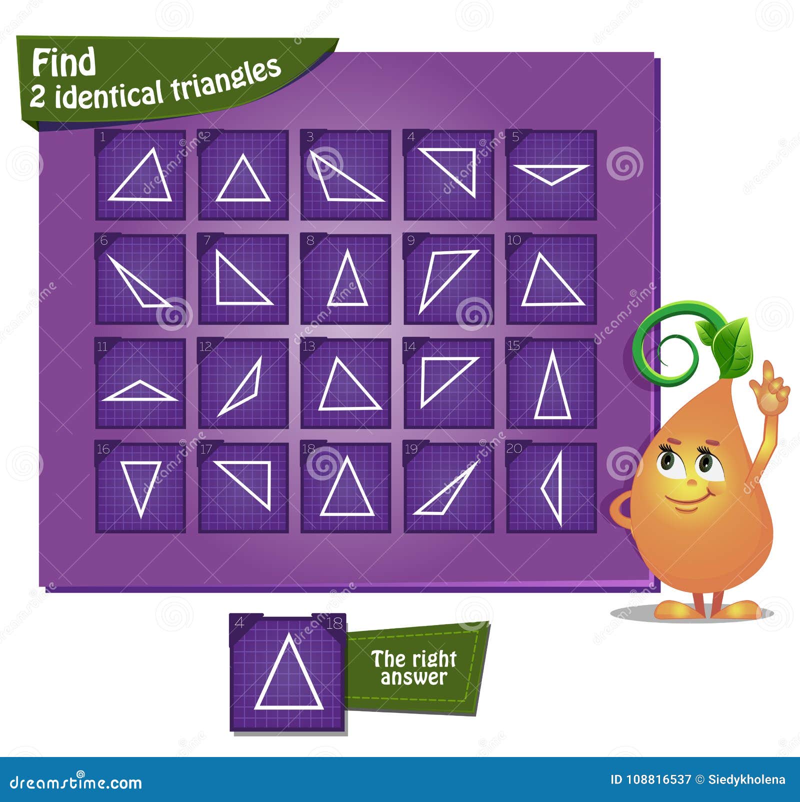 Find 2 identical triangles stock illustration. Illustration of school ...