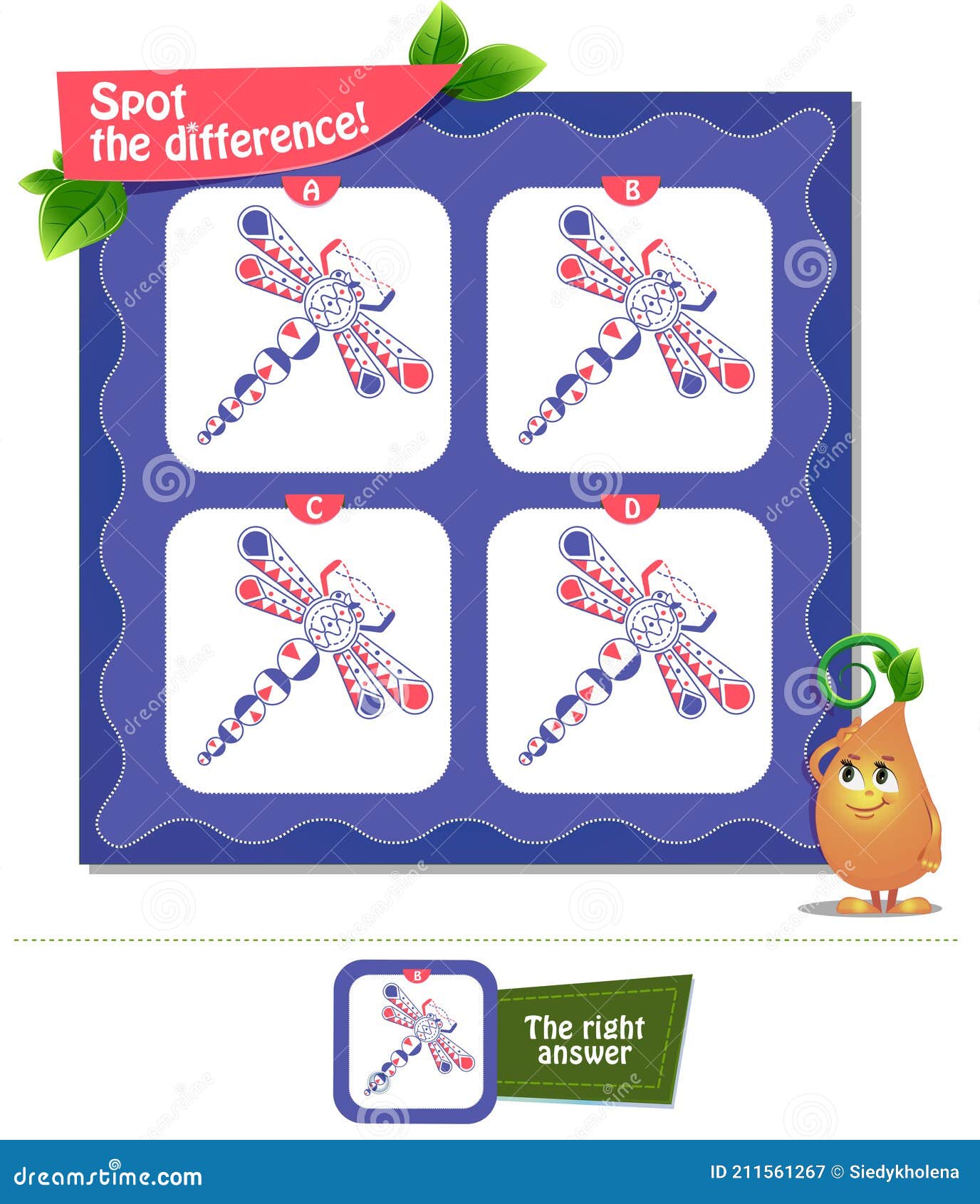 Brainteaser Game Dragonfly Difference Stock Illustration - Illustration of competition, riddle ...