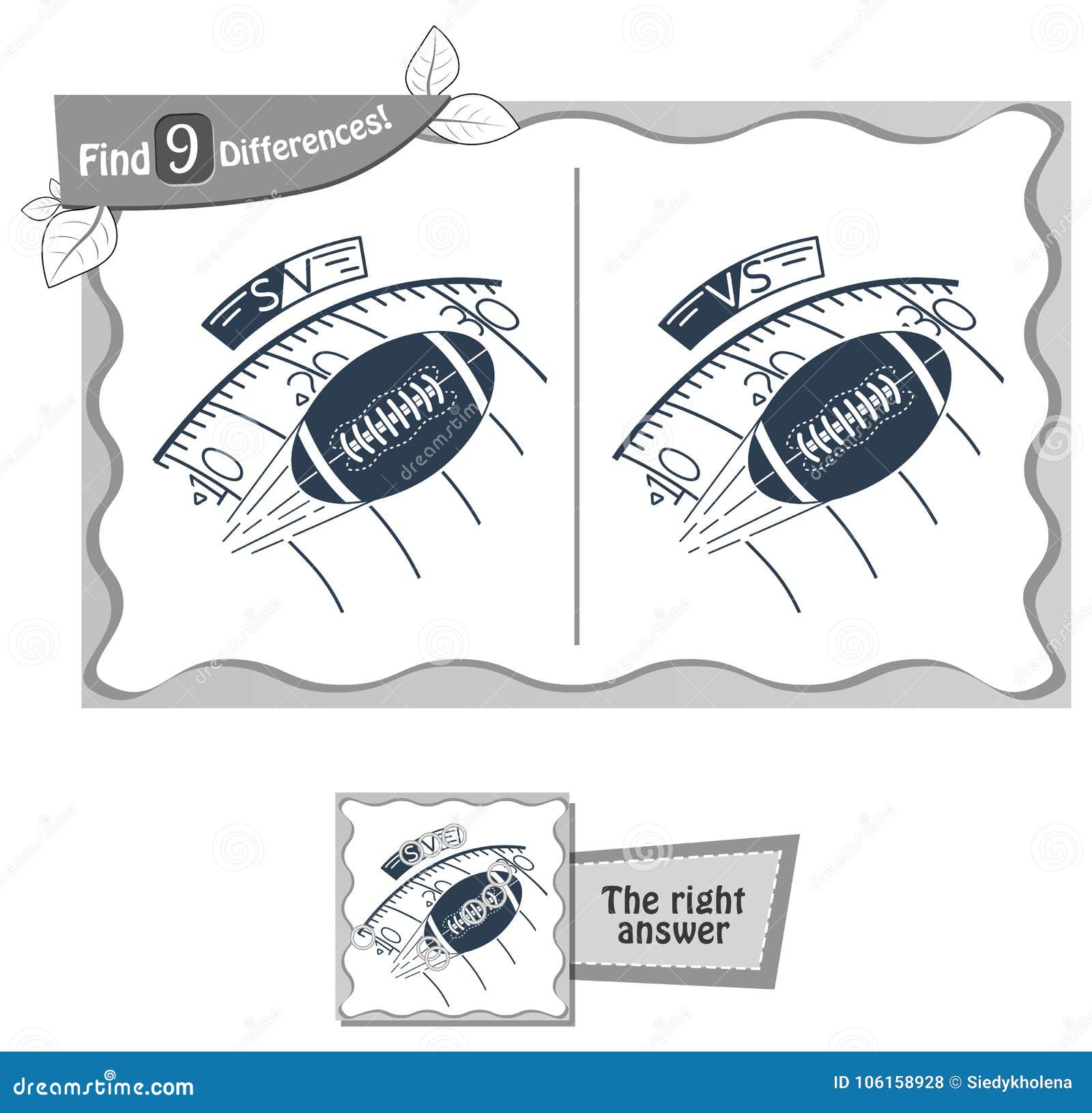 Find 9 Differences Game Rugby Stock Illustration - Illustration of ...