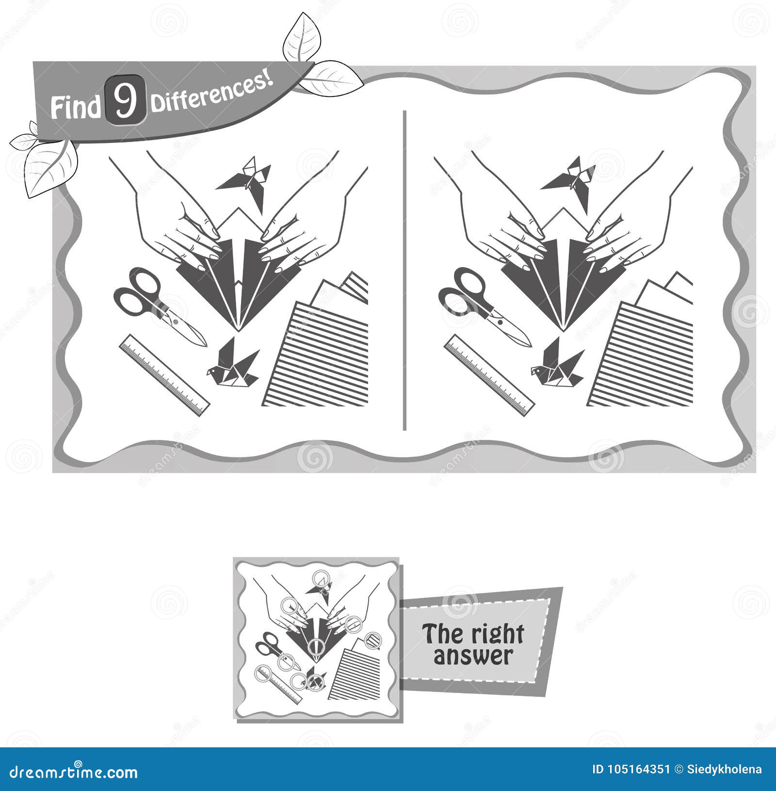 Find 9 Differences Game Origami Stock Illustration - Illustration of ...