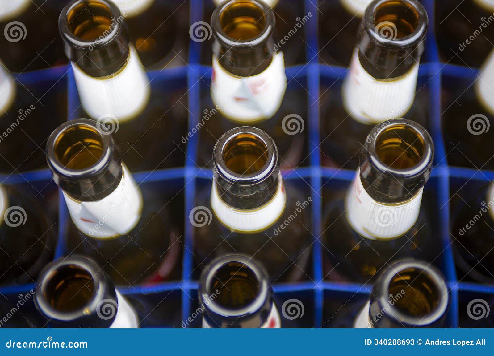 Empty Beer Bottles in a Blue Box Stock Image - Image of nine, empty ...