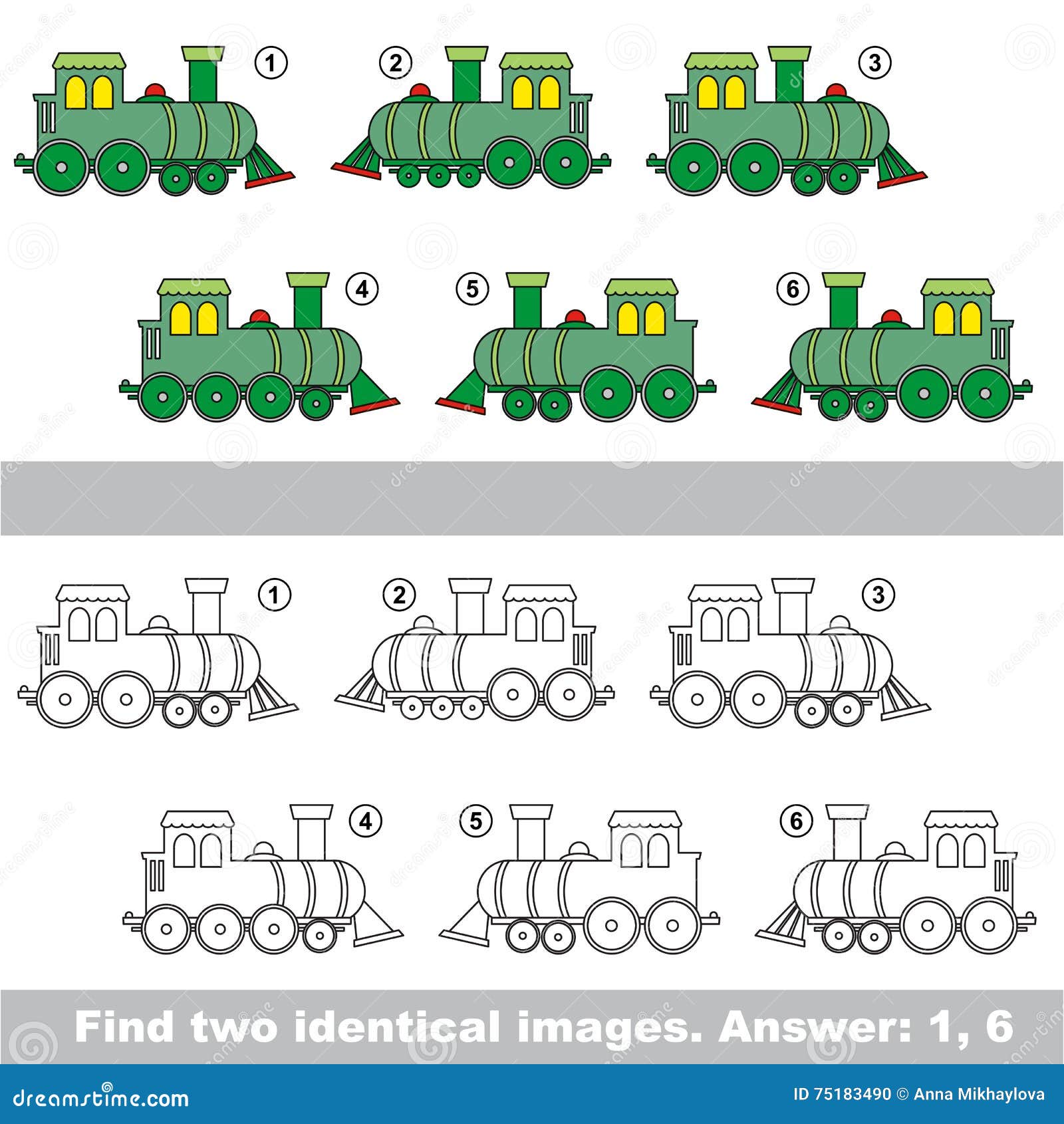 Visual Game. Find Hidden Couple of Locomotives. Stock Vector ...