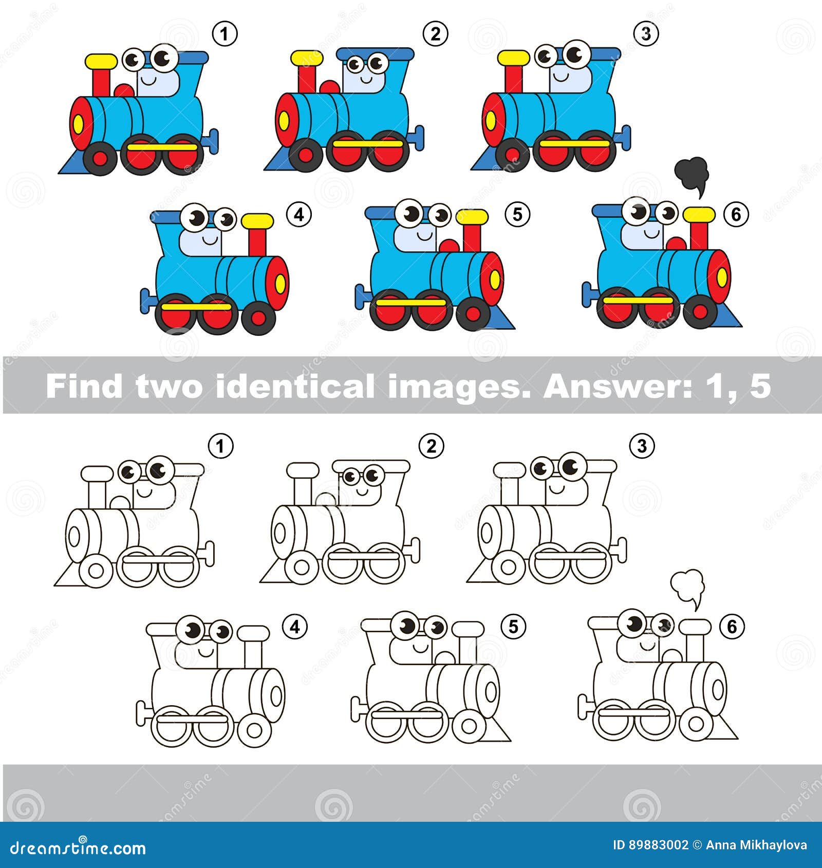 Visual Game. Find Hidden Couple of Locomotives Stock Vector ...