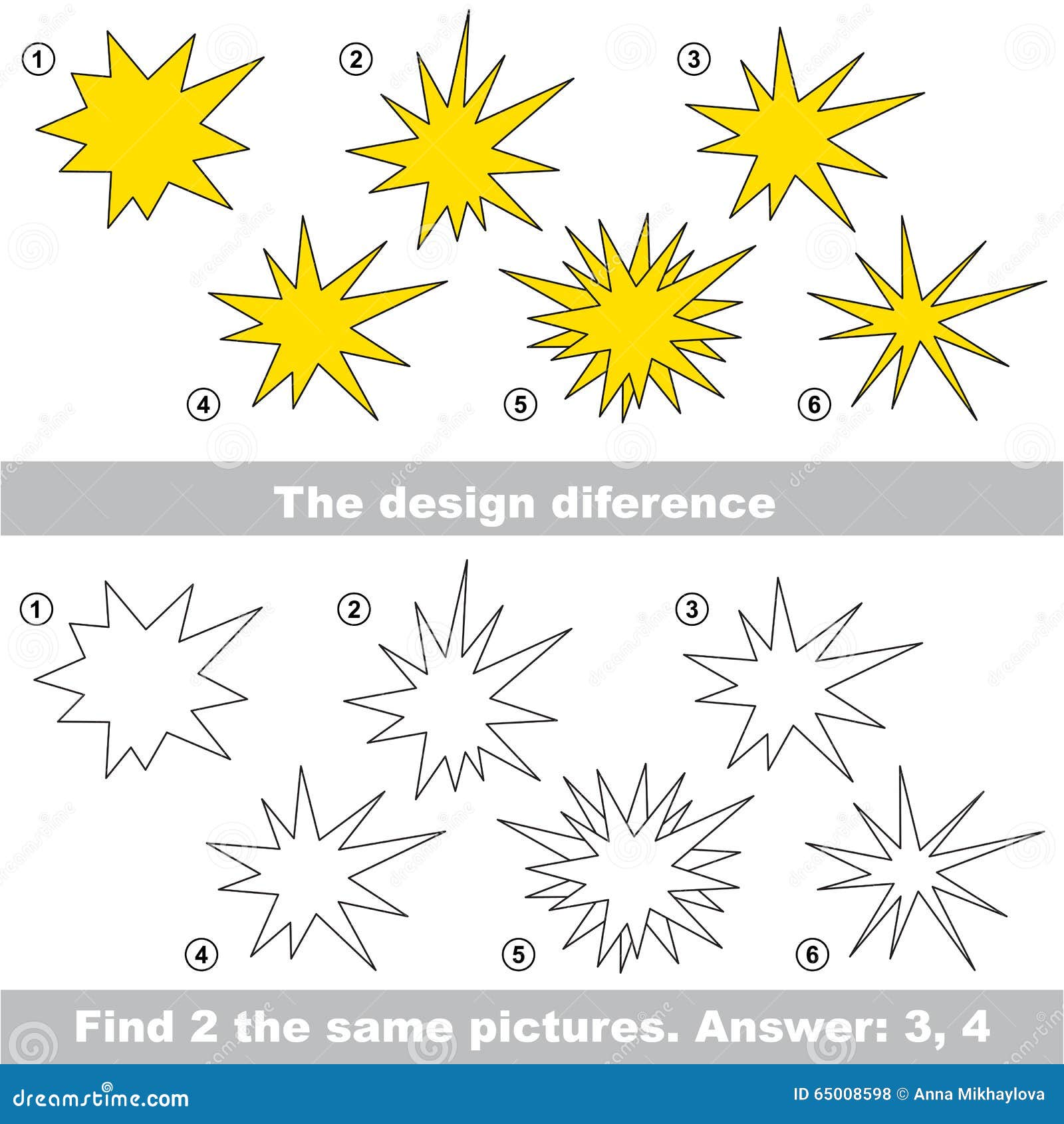 Visual Game. Find Hidden Couple of Stars Stock Vector - Illustration of ...
