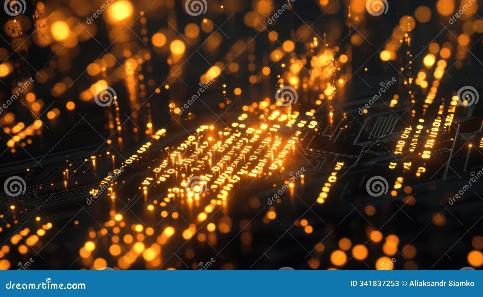 Visual Of Glowing Binary Code On A Microchip Circuit Representing Deep Machine Learning And