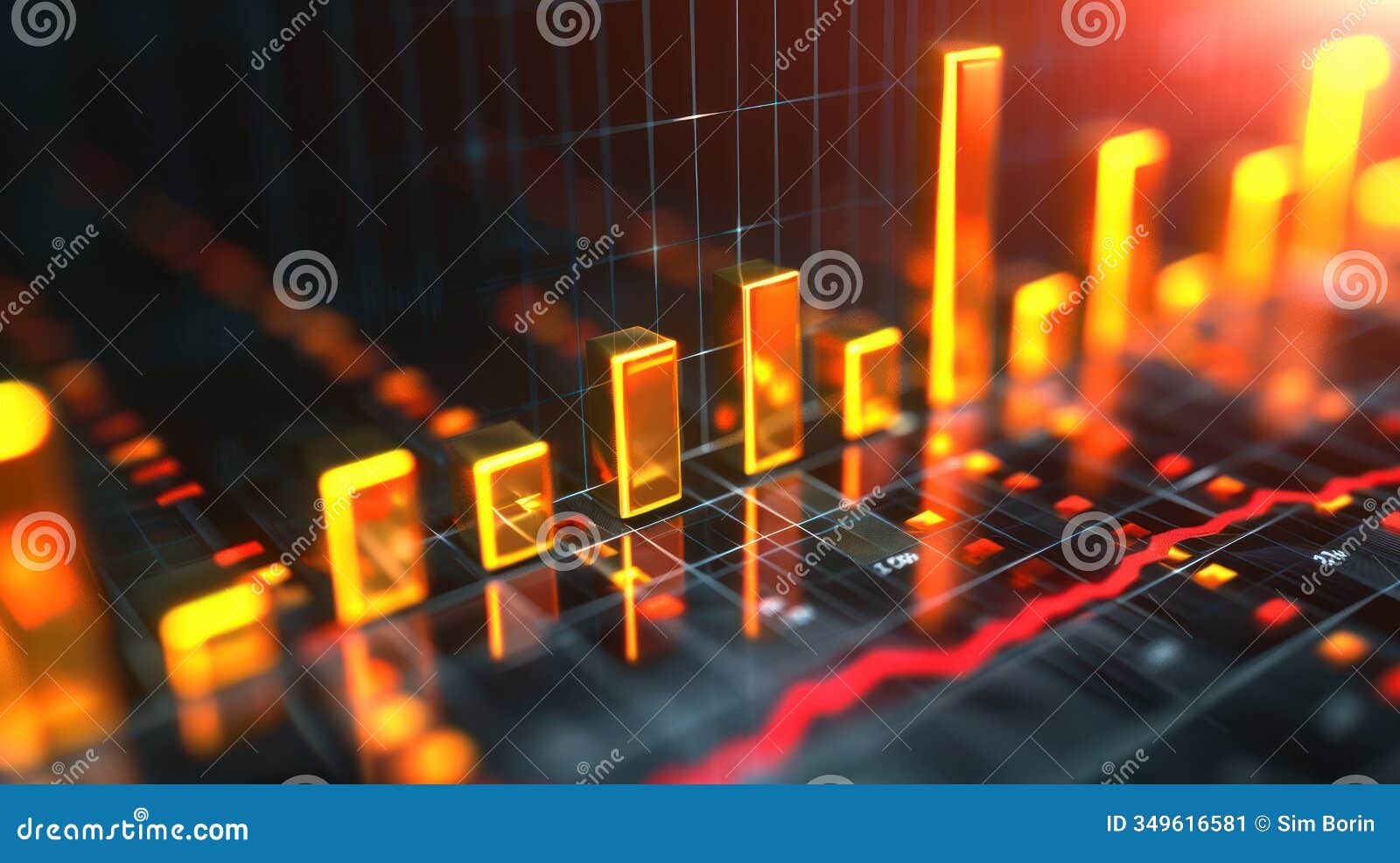 A Visual of a Growing Bar Chart on a Digital Screen, Symbolizing Stock ...