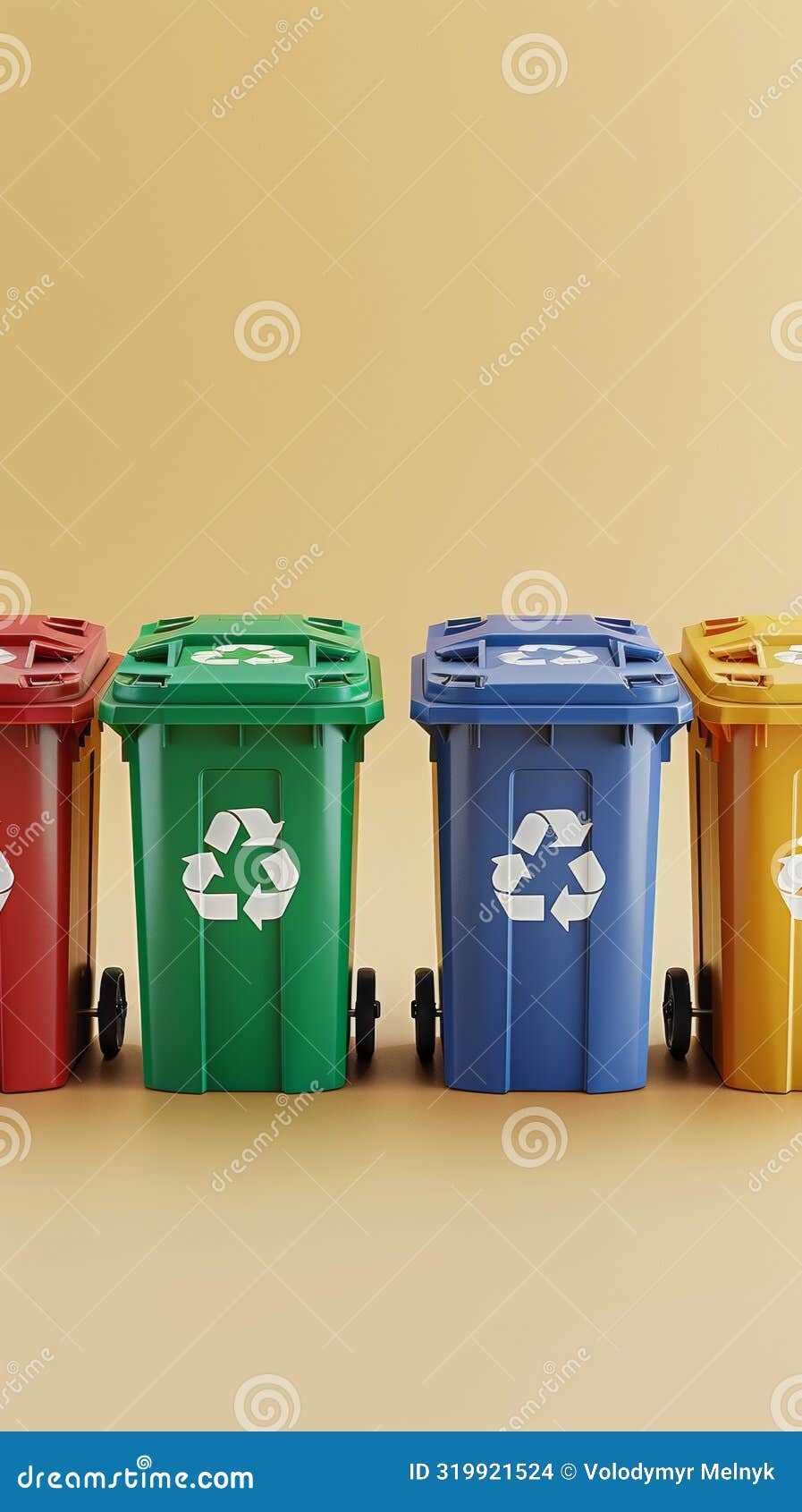 Visual Guide To Recycling. Array of Colorful Recycling Bins, Each ...