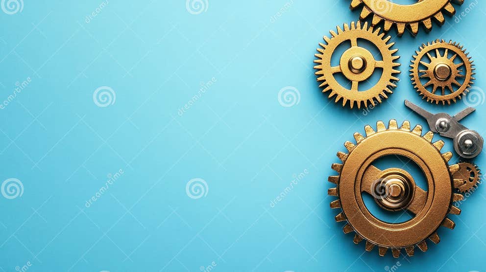 This Visual Highlights Various Gears Alongside a Microprocessor Against ...