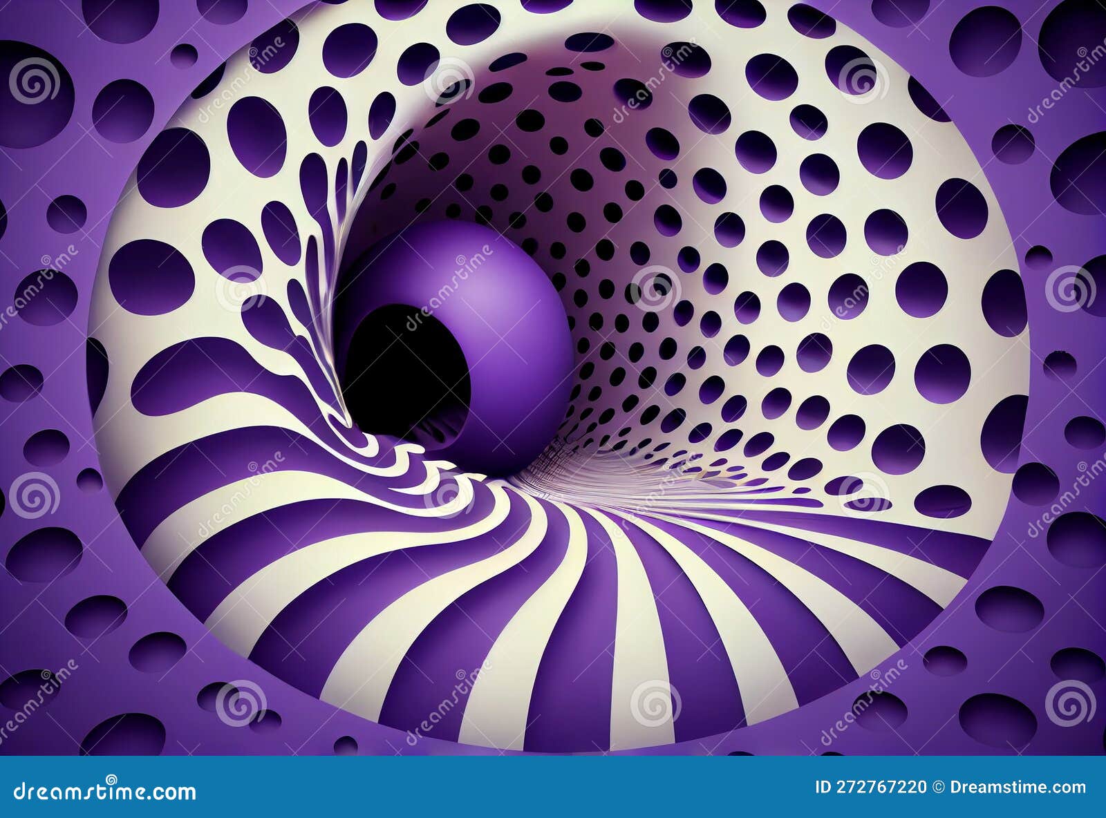 Visual Illusion. a Ball is Moving on Rotating Mottled Lack Purple Hole. Generative Ai Stock ...