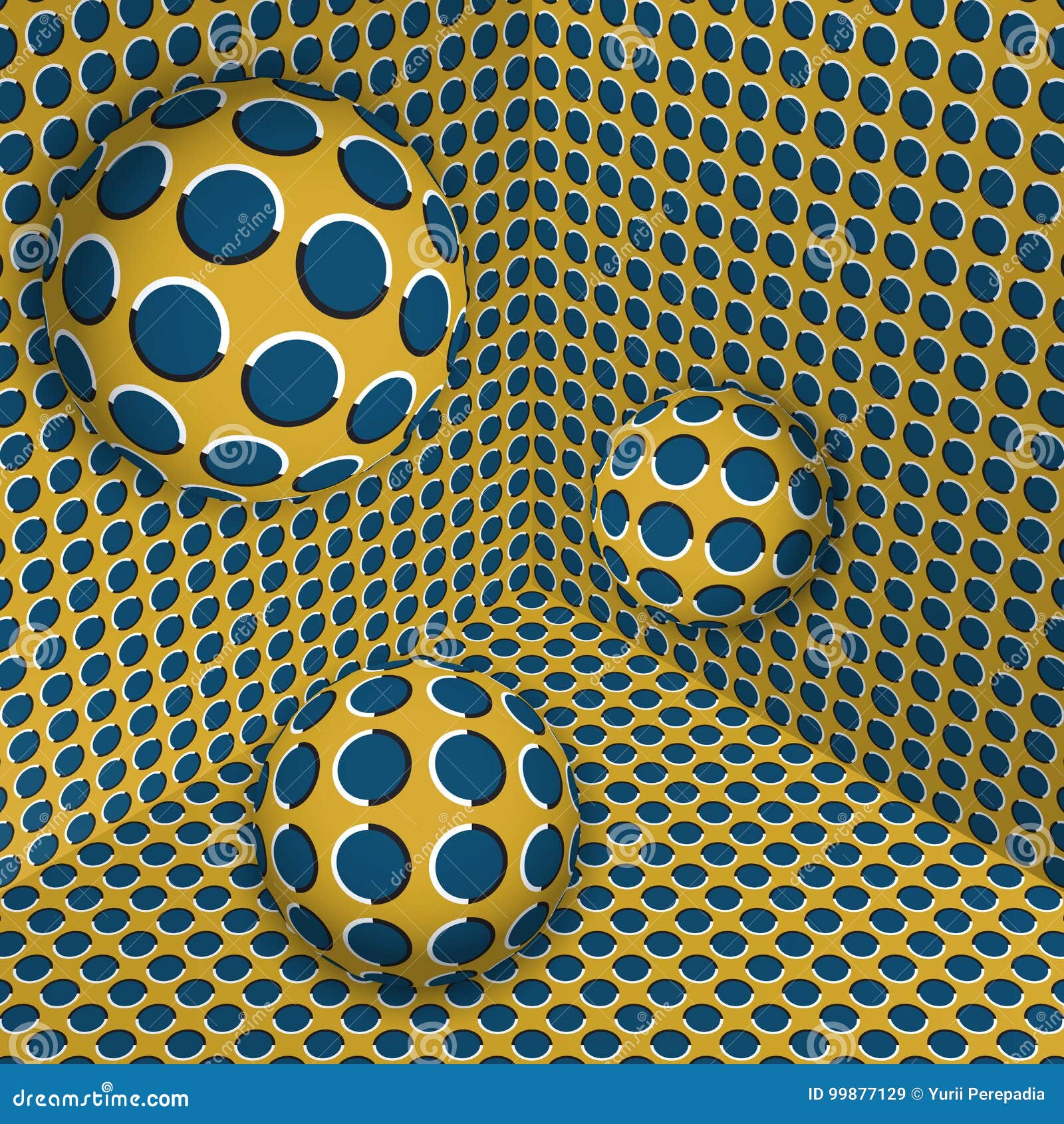Visual Illusion Illustration. Three Balls are Moving on in the Yellow ...