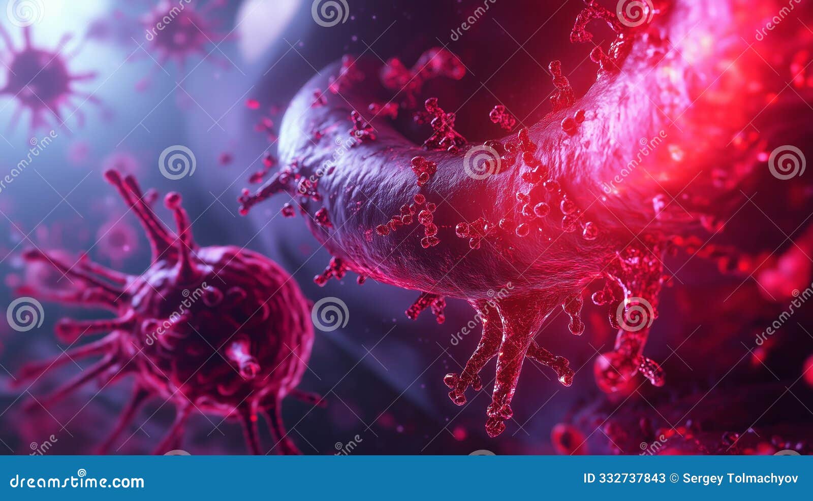Viruses Invading And Multiplying Within Host Cells Under Microscopic ...