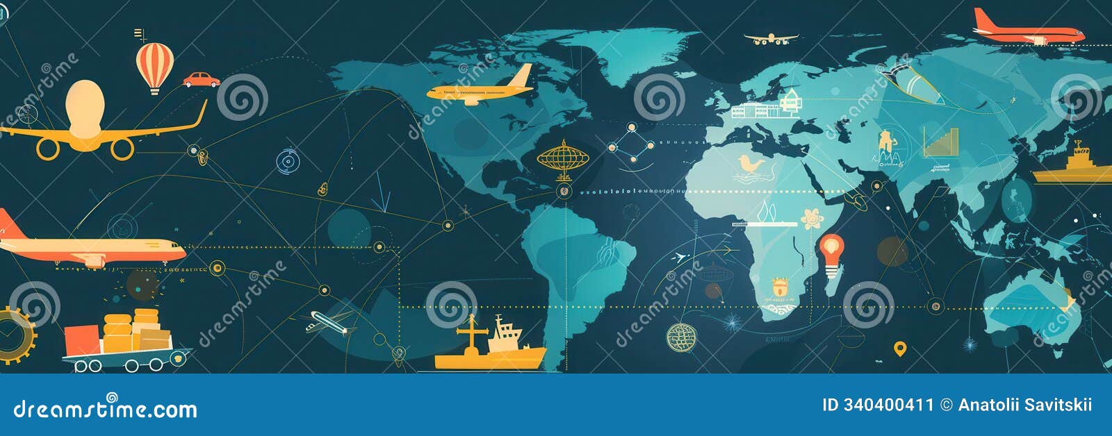 This Visual Illustrates a Global Map Displaying Various Transport ...