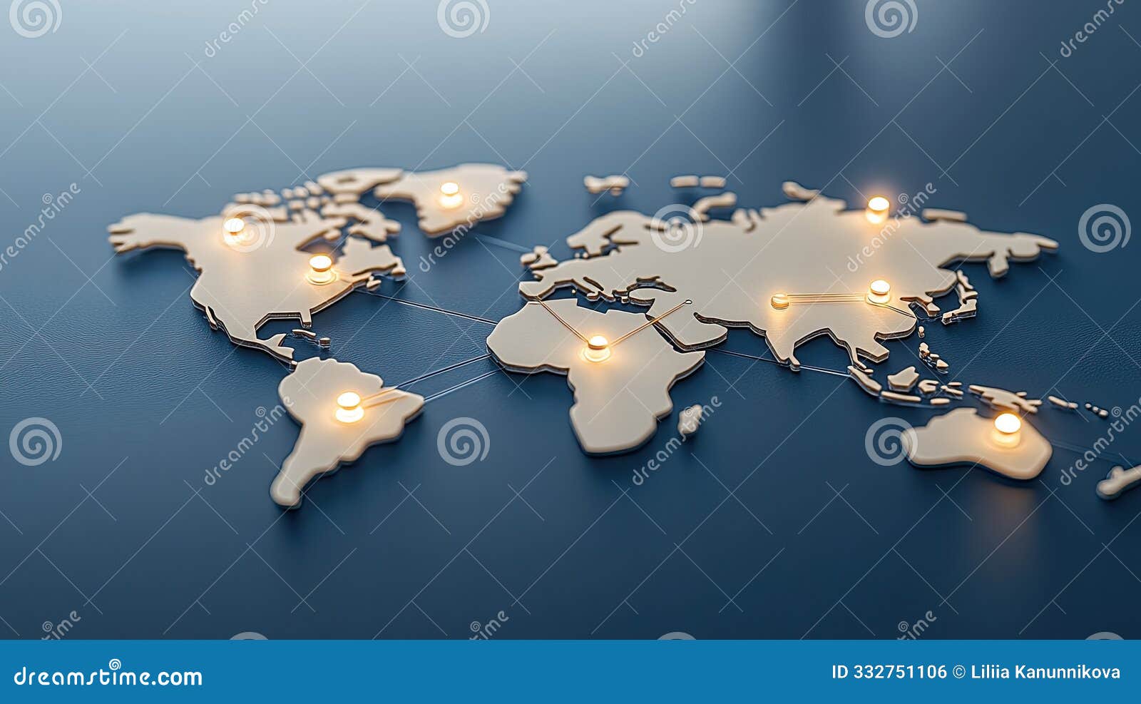 This Visual Illustrates a World Map with Illuminated Pathways ...