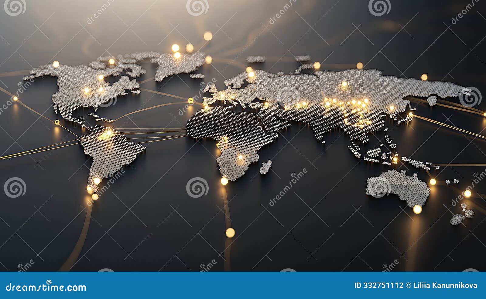 This Visual Illustrates a World Map with Illuminated Pathways ...