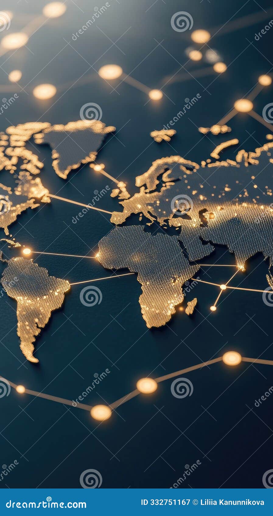This Visual Illustrates a World Map with Illuminated Pathways ...