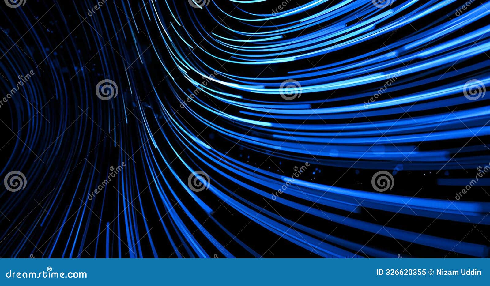 Descending and Expanding Stream of Blue Lines from Dots on Black ...