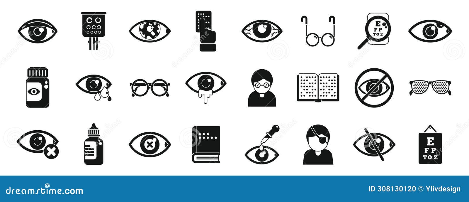 Visual Impairment Icons Set Simple Vector. Blind Braille Guide Stock ...