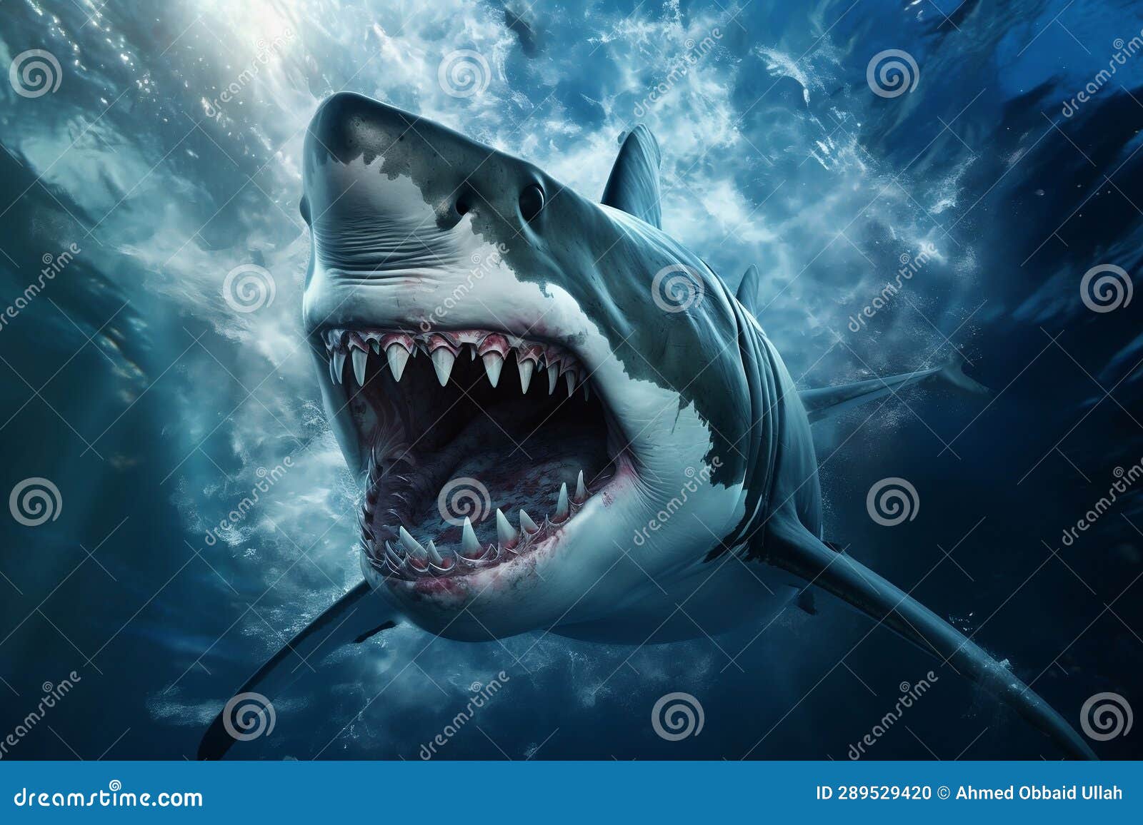 Visual Intensity: an Aggressive Aquatic Predator, the Shark. Generative ...