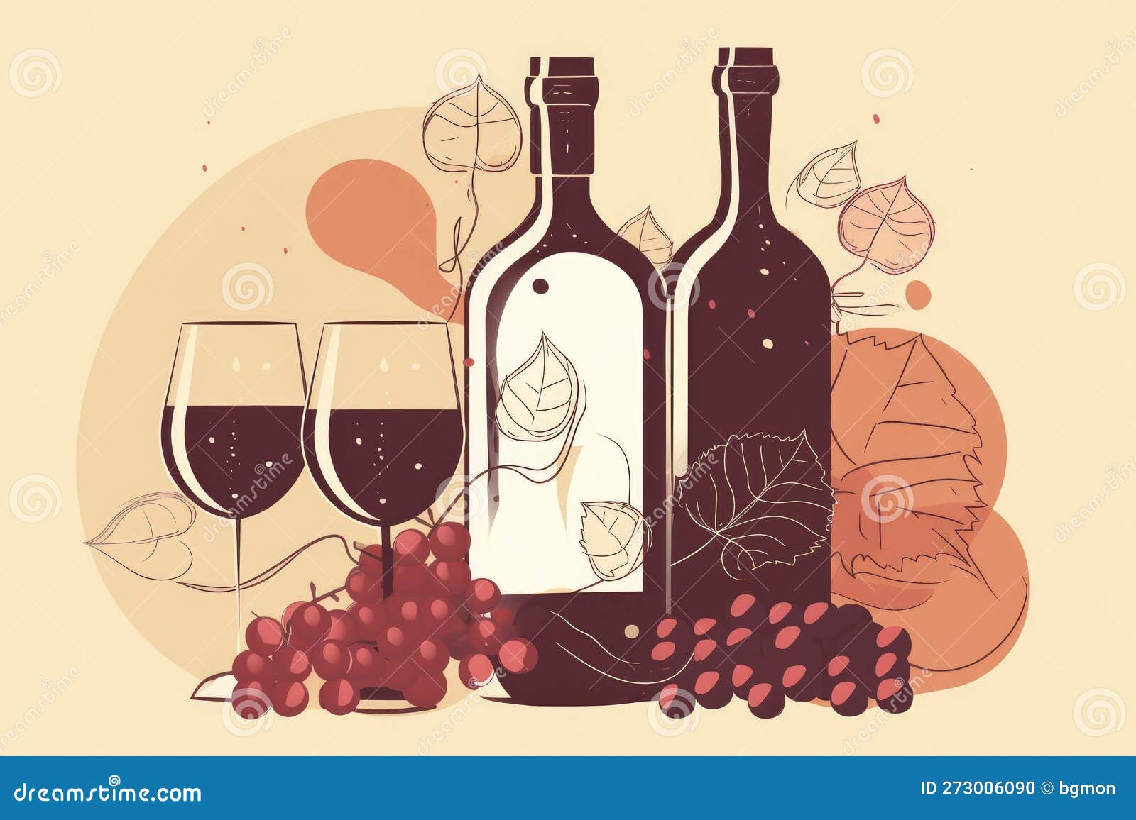 Visual Interpretation Drawing of Wine Bottle Cup and Glass. Generative ...