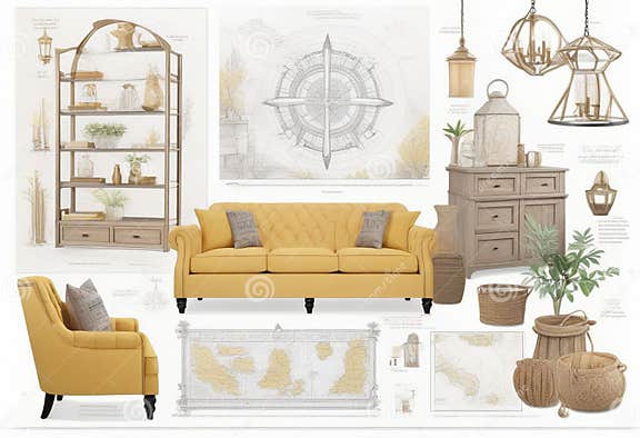 A Visual Journey through Cozy Technical Drawings Stock Illustration ...