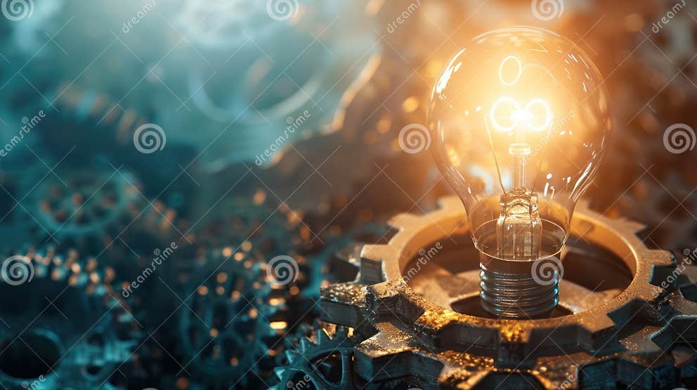 A Visual of a Light Bulb and Gears Symbolizing New Ideas and Innovation ...