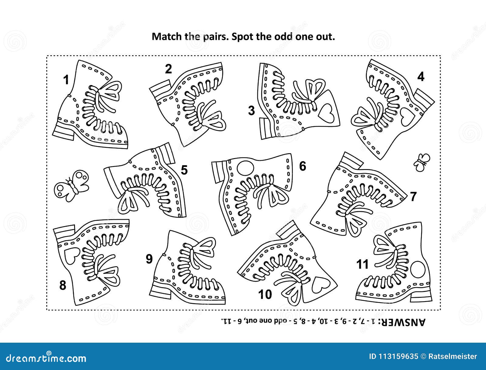 Visual Logic Puzzle and Coloring Page with Boots Stock Vector ...