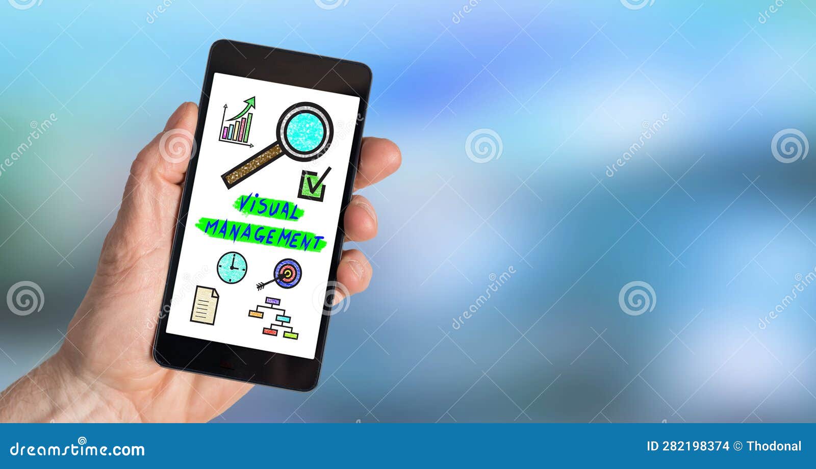 Visual Management Concept on a Smartphone Stock Photo - Image of steps ...