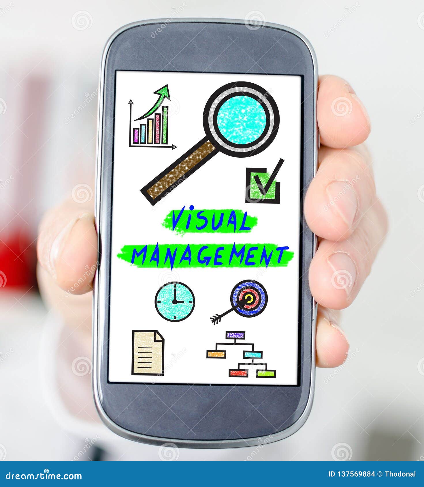 Visual Management Concept on a Smartphone Stock Photo - Image of design ...