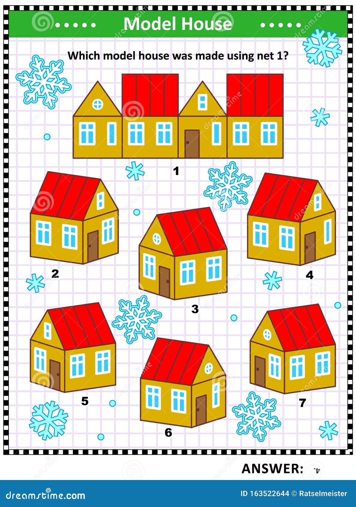 Visual Math Puzzle with Model Houses Stock Vector - Illustration of ...