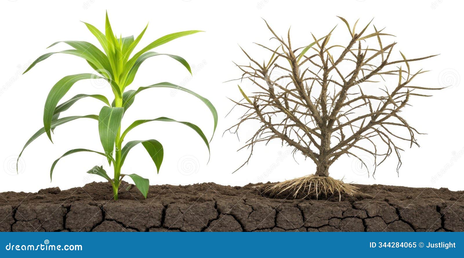 Visual Metaphor a Closeup of Two Different Plants Side by Side. One ...