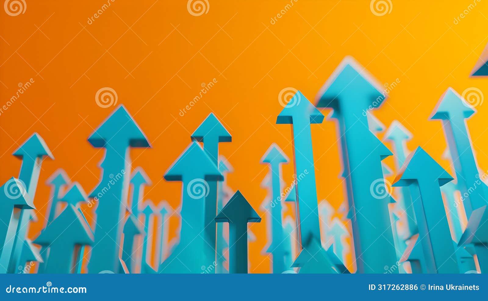 Multiple Blue Arrows Pointing Upward Against an Orange Background ...