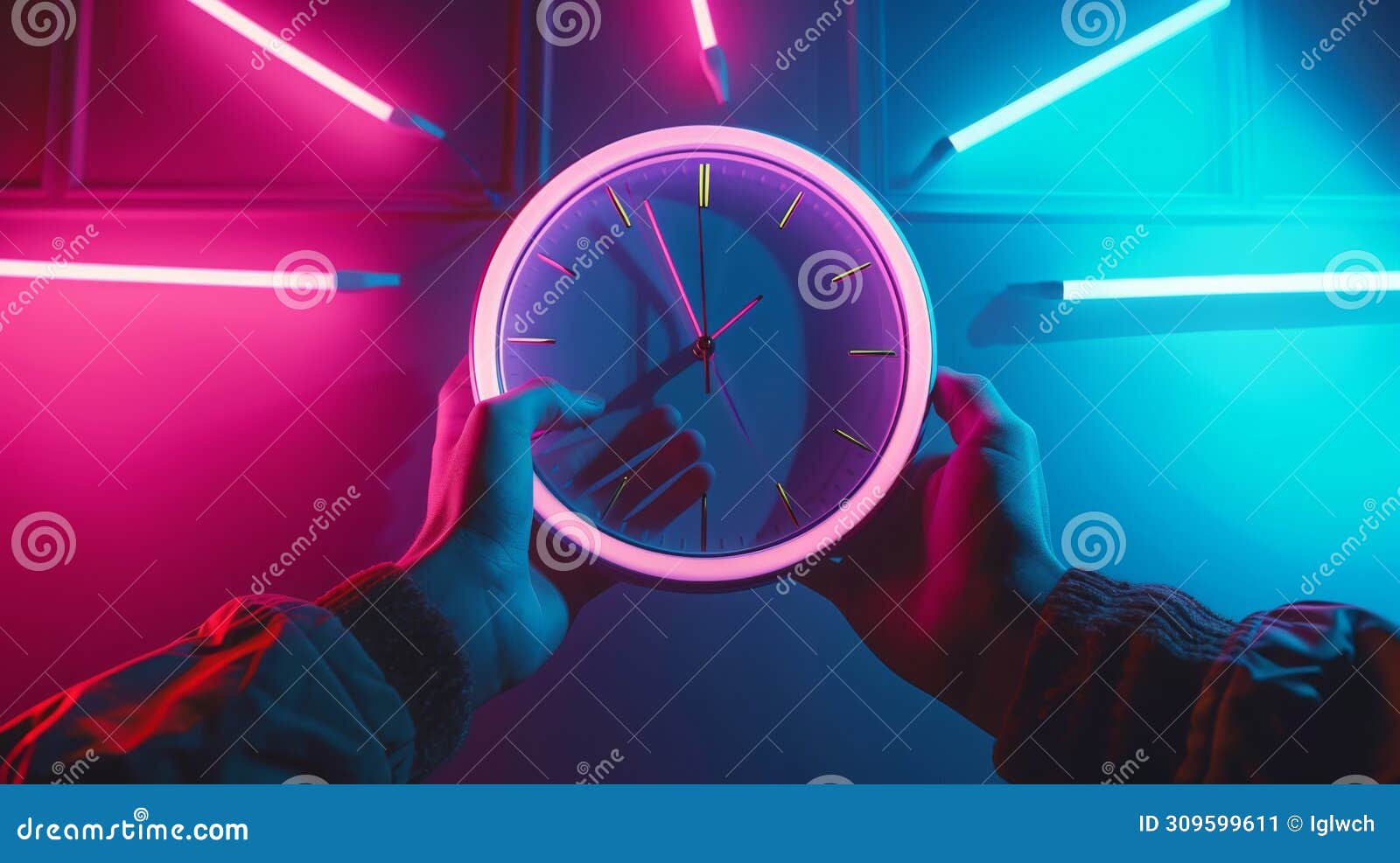 Visual Metaphor of Time Change. Stock Image - Image of holding, blue ...